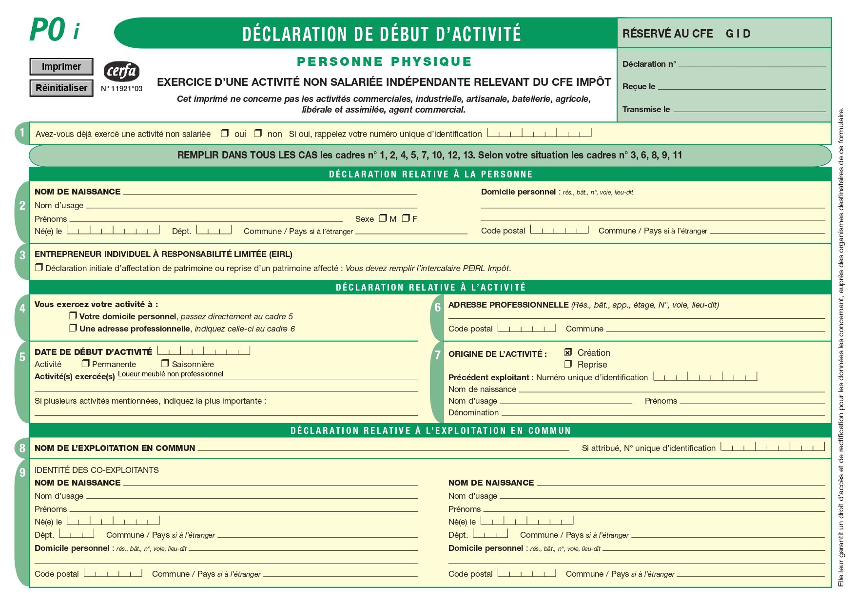 Votre formulaire P0i en ligne